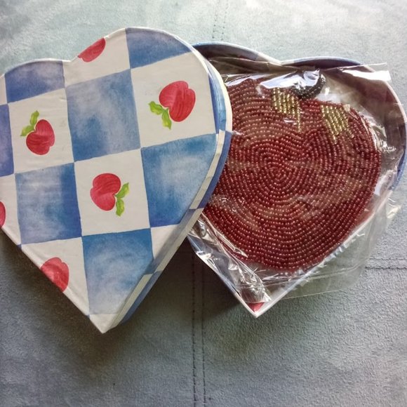Dining | Red And Green Beaded Apple Coasters | Poshmark